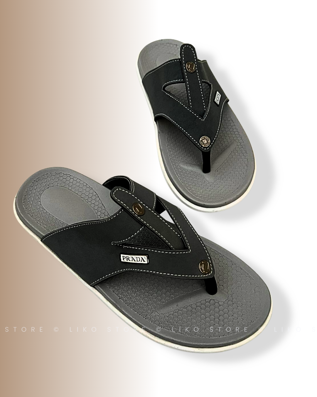 Prada Inspired Dark Grey Flip Flops – likostore.com